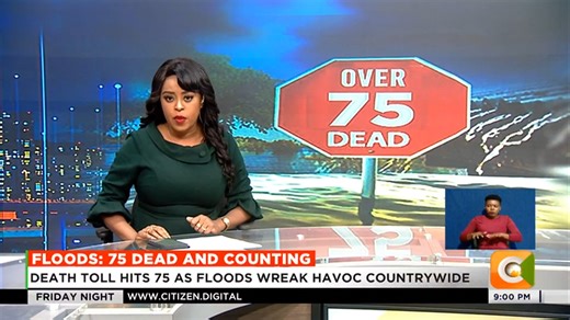 4.8K views · 181 reactions | Floods: 75 Dead And Counting Death toll hits 75 as floods wreak havoc countrywide 5 bodies retrieved, 11 people rescued in Makueni County Lorry carrying over 20 people swept away by raging floods Search and rescue mission underway in River Kwa Muswii 8 people are still missing across the country #FridayNight Lillian Nzisa Muli | Citizen TV Kenya | Facebook