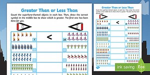Superhero-Themed Greater Than or Less Than up to 20 Worksheet