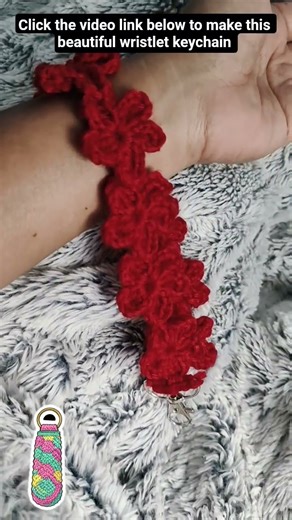 Crochet Flower Wristlet keychain| key fob| lanyard