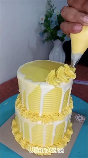 yellow sweet ‼️#cake #cakecantik #tutorialdekorasicake #shorts