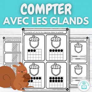 French Counting 1 to 20: Autumn Acorn Counting, Ideal for French Immersion Math