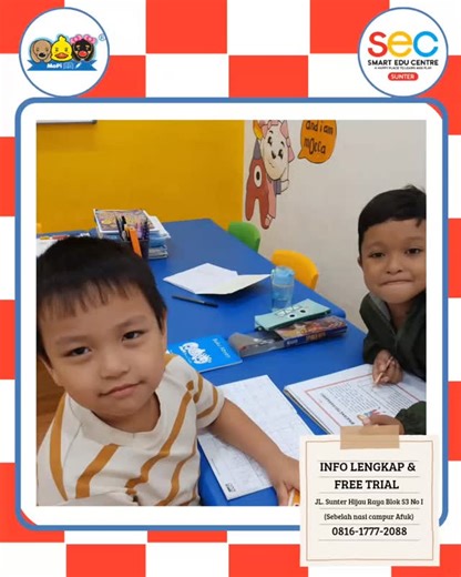 Baca Tulis Mopi Sunter Hijau on Instagram: "Inilah keseruan kelas Offline Baca Tulis Smart Edu Centre Sunter Hijau 🤗 Ayo ikuti kelas Offline kami supaya mereka tetap belajar untuk berkembang dan menjadi lebih baik 👩‍🏫👩‍🎓 . Smart Edu Centre Sunter Hijau membuka kelas Offline : 1. MENGGAMBAR @ohayosunterhijau 2. BACA TULIS @mopisunterhijau 3. SEMPOA & MATH @sugakusunterhijau 4. BAHASA MANDARIN @xilesunterhijau 5. BAHASA INGGRIS @shanesunterhijau Durasi: 1 jam, seminggu 1 kali. Mulai Pk 10.00-