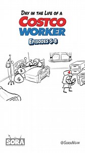 Day in the Life of a Costco Worker - Compilation Ep. 5-8 #stickfigure #cartoon #animation #retail #worker #shopping #store | Sora Entertainment