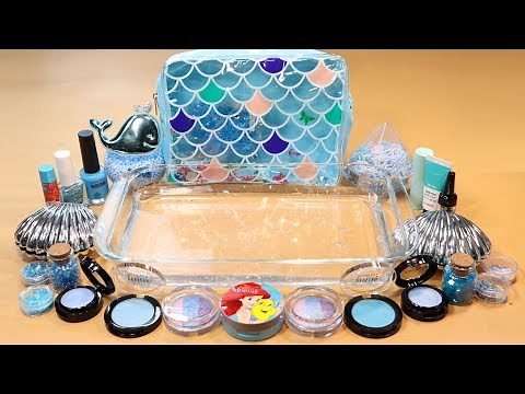 Mixing "MerMaid" Makeup,clay,slime,glitter... Into Clear Slime! "MerMaidslime"