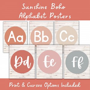 Alphabet Posters Print and Cursive: Sunshine Boho