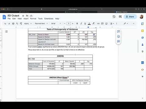 One way ANOVA SPSS Output Interpretation
