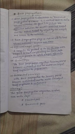 Back Propagation in Machine Learning #machinelearning #r22 #ML #jntuh #datascience #CSE #CS #Ai & ML