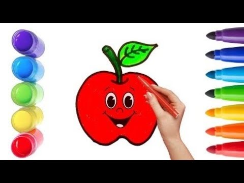 A for apple 🍎 drawing easy colourful drawing ll kids song
