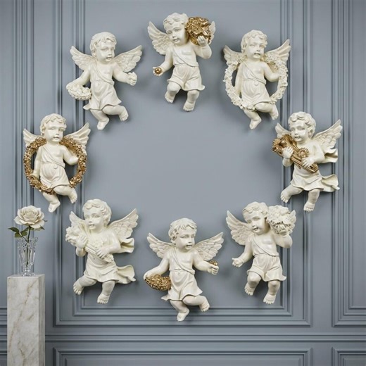 Set Resin Angel Wall Decor, 3D Angel Wall Art, Decorative Angel Figurines for Wall, Spiritual Home Decor, Living Room Bedroom Wall Mural - Etsy