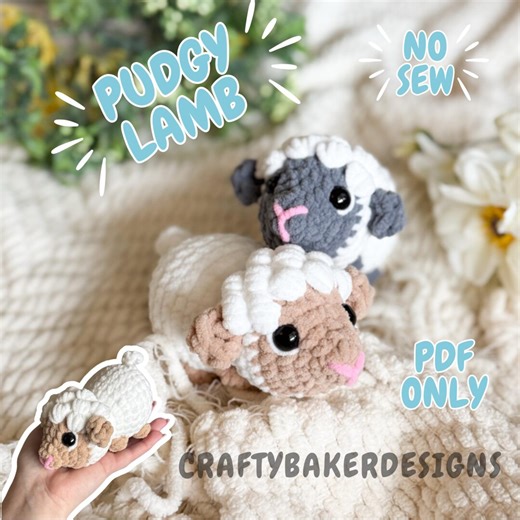 Crochet Lamb Pattern No Sew Pudgy Pals Beginner Amigurumi Animals Plushie Crochet Easy Market Make Easter Spring - Etsy
