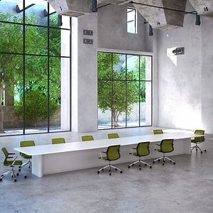 [Hot Item] Tamaños de Escritorio de Reunión Largo de Piedra de Mármol Blanco 16' Escritorio Creativo Grande para Sala de Reuniones