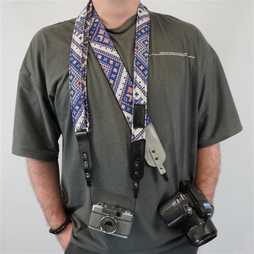 Personalized Ethno Style Camera Shoulder Strap, Comfortable Tapestry Fabric & Leather Neck Strap for Film Cameras - Etsy