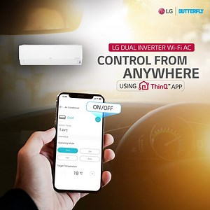 Control your LG Dual Inverter Wi-Fi AC anytime from anywhere through ThinQ app. You can monitor energy consumption also. Make your life peaceful with LG Dual Inverter Wi-Fi AC. To order- http://bit.ly/2T6h0rn | Butterfly Group