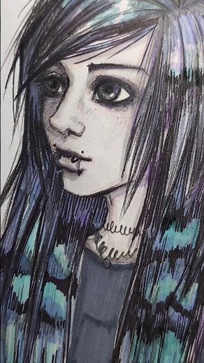 🖤 Alt Emo Girl Portrait Sketch Drawing Speedpaint Anime Cute Face Character illustration Traditional