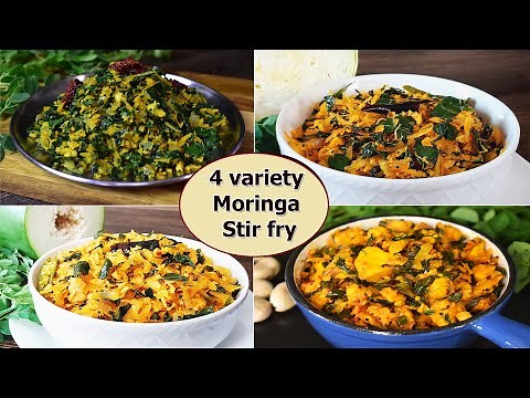 4 Variety Moringa Stir Fry | Drumstick Leaves Recipes | Indian Moringa Recipe