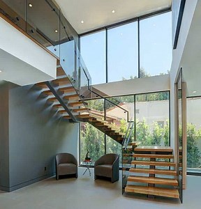 [Hot Item] Middle Stringer Timber Staircase Australian Standard Steel Wood Staircase Floating Stairs Design