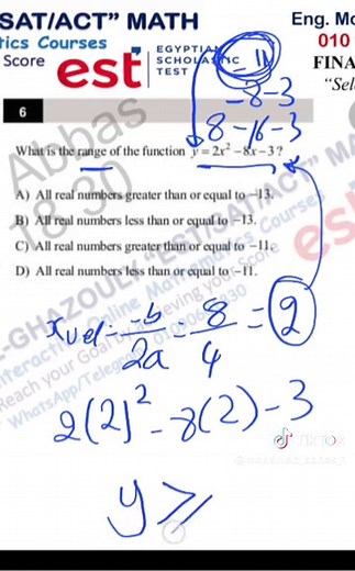#EST #ACT #Math #American #Diploma #trial #march #Final #Revision #Mohamed #Abbas #Emc #Math #Academy #Register #Now Whatsapp: 01090601830
