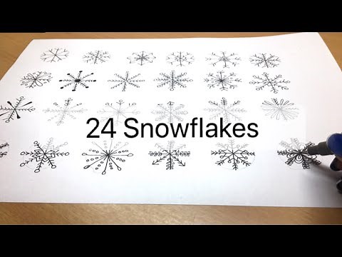 24 Types of Snowflakes drawings/designs | How to draw free hand snowflakes | Step by Step tutorial |