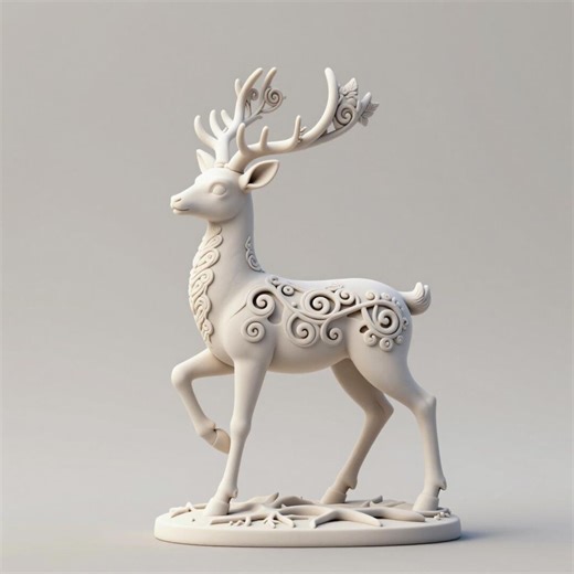 Elegant Deer Statue STL File – Decorative Stag Sculpture – One Piece 3D Print - Etsy