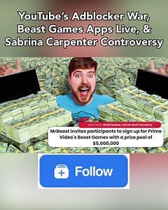 8.6K views · 65 reactions | YouTube’s Adblocker War, Beast Games Apps Live, & Sabrina Carpenter Controversy #youtube #beastgames #sabrinacarpenter #celebritynews #Defranco | Philip DeFranco | Facebook