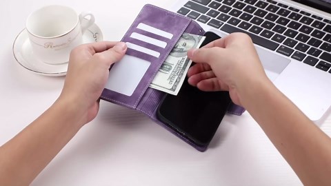 Wallet Case for Apple 17 Pro, Floral Butterfly Embossed PU Leather Magnetic Closure Flip Case with Kickstand Card Slot Cover for iPhone 17 Pro.Butterfly Black