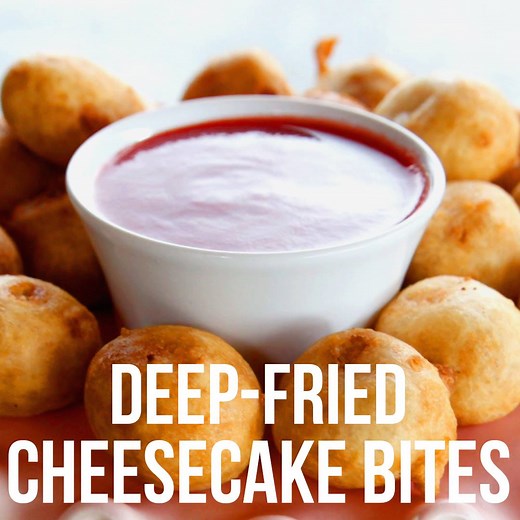 Deep-Fried Cheesecakes Bites Get the recipe: http://www.foodtv.com/5b19i | Food Network