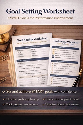 Goal Setting Worksheet for Employees & Managers - Etsy UK