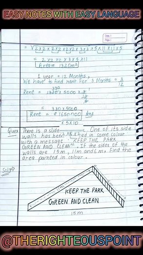 Class 9th Maths Chapter 10 Heron's formula Exercise 10.1 full solutions