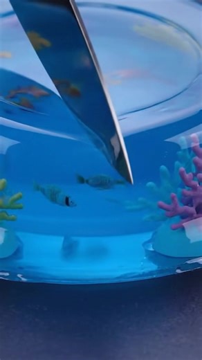 Ultra Clear Aquarium Jelly Slice ✂️🐠 A translucent ocean jelly cake filled with tiny fish shapes and coral details gets sliced in a single smooth motion. Soft wobble, crisp jelly separation, and mesmerizing underwater colors make this an ASMR moment to replay. 🌊 #asmr #asmrcutting #jellycake #aquariumjelly #satisfying #oddlysatisfying #jellyslice #clearjelly #asmrsounds #relaxingvideo #sensoryvideo #shortsasmr #smoothcut #macroasmr #fishjelly #aquariumcake #soothing