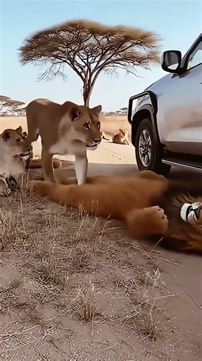 They Didn’t Expect This—Wild Lions React to a Human Wearing a Lion Costume