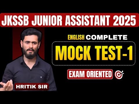 JKSSB Junior Assistant 2025 | English Complete Mock Test-1 | Exam Oriented | Hritik Sir