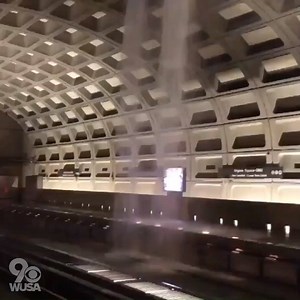 WOW: A stormy morning left some Metro commuters opening their umbrellas indoors, after floodwater poured through the Virginia Square Metro Station ceiling. WMATA WATERFALL: on.wusa9.com/30pI45I MORE ON FLOODING: on.wusa9.com/2NG2vtw RECORD RAIN: on.wusa9.com/2S5nhBb FORECAST: on.wusa9.com/2JnXlOF | WUSA 9