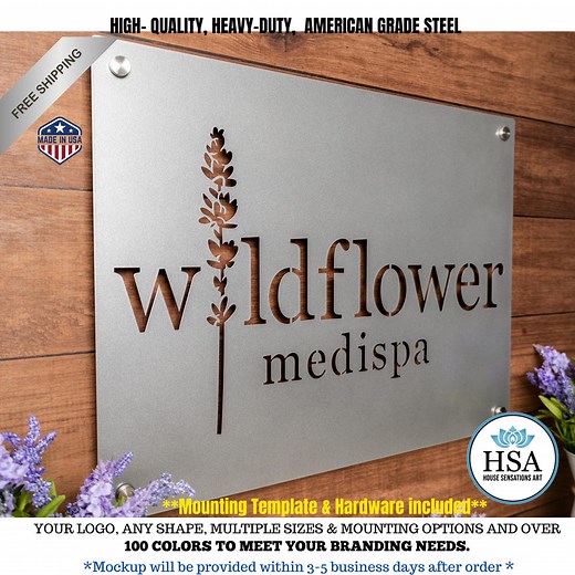 Large Custom Business Logo Signs: Laser Cut Metal Commercial Signage With Custom Graphics - Etsy