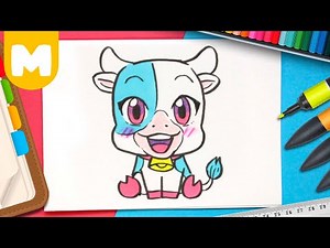 HOW TO DRAW A COW chibi STEP BY STEP - Chibi animals