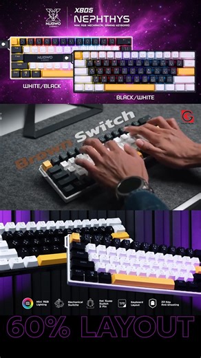 Nubwo X805 คีย์บอร์ด60% 61 ปุ่ม Mechanical Hot Swap 3 Pin Gaming Keyboard Mini RGB ออกแบบมาสำหรับเกม Anti-ghosting 22-Key รองรับ Windows Mac Android | KGGIT Gaming Gear เกมมิ่ง เมาส์ คีย์บอร์ด หูฟัง อุปกรณ์คอมพิวเตอร์