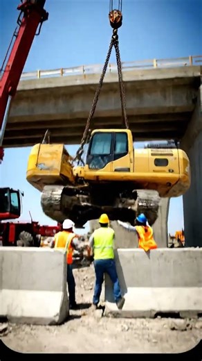 Crane Cable Breaks! Excavator Falls Hard in Construction Site Disaster 🚧💥 #failure #constructionwork