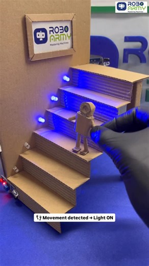 RoboArmy on Instagram: "👣💡 SMART STAIRS USING IR SENSOR! Lights turn ON automatically when someone walks on the stairs and turn OFF when there’s no movement. A perfect example of home automation + energy saving using Arduino 🔥 @roboarmy.in Would you install this in your home? 👇 #ArduinoProjects #SmartHome #Automation #DIYElectronics #TechReels"