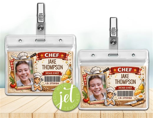 Chef ID Card Printable, Kids Pretend Play Chef Badge, Dramatic Play Kitchen ID, Editable Chef Name Tag, Cooking Role Play Printable - Etsy