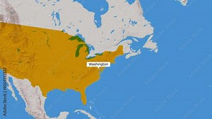 The State Of Washingtons.Political map of United States.Washingtons map.