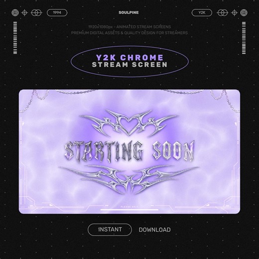 Animated Purple Chrome Stream Screens | Cybersigilism Twitch Overlays | Y2K Stream Assets - Etsy México