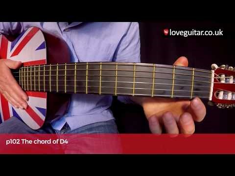 The chord of D4 (Love Guitar – page 102)