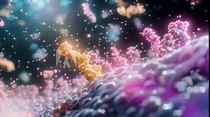 A microscopic view of a TLR signaling pathway involving interactions with various other proteins and molecules.