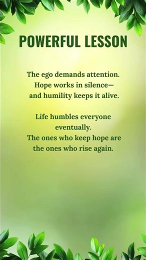Powerful Lesson on Ego, Hope and Humility | Quotes As They Are | #humility #hope #shorts