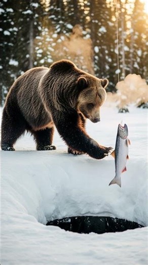 Grizzly Bear Tries Everything To Grab The Salmon - But Can't Reach It!