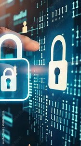 Fingerprint identification: digital lock with secure access point, emphasizing modern authentication, biometric technology, and high-security measures in data protection and electronic device access.