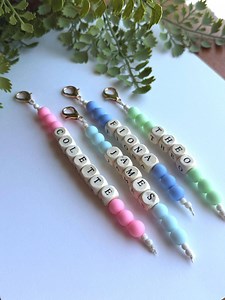 Personalized Beaded Name Keychain: Acrylic & Wooden, Backpack Accessory - Etsy Canada