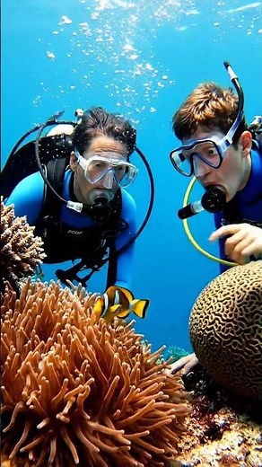 Poop Family Diving the Coral Reef