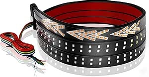 Truck Tailgate LED Light Strip Bar for Pickup SUV Car Rear Bed Red Running Brake Amber Sequential Turn Signal Hazard White Reverse Lighting Modes 48 Inch