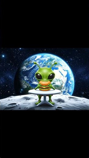 Alien Eating Burger on the Moon 🌌🍔 | Funny Cartoon Animation