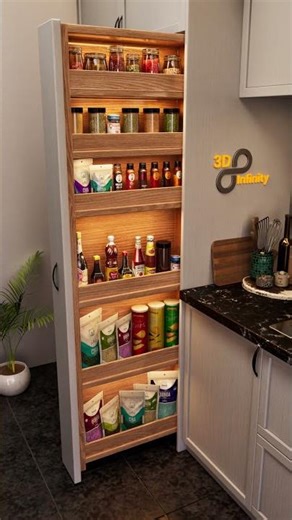 Modern Kitchen Hack You’ve Never Seen Before #kitchenstorage #spacesaving #smartkitchen